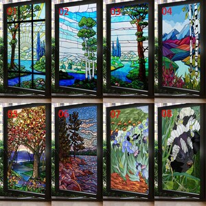 Custom Size Decorative Tree Themed Frosted Window Film Static Cling for ...