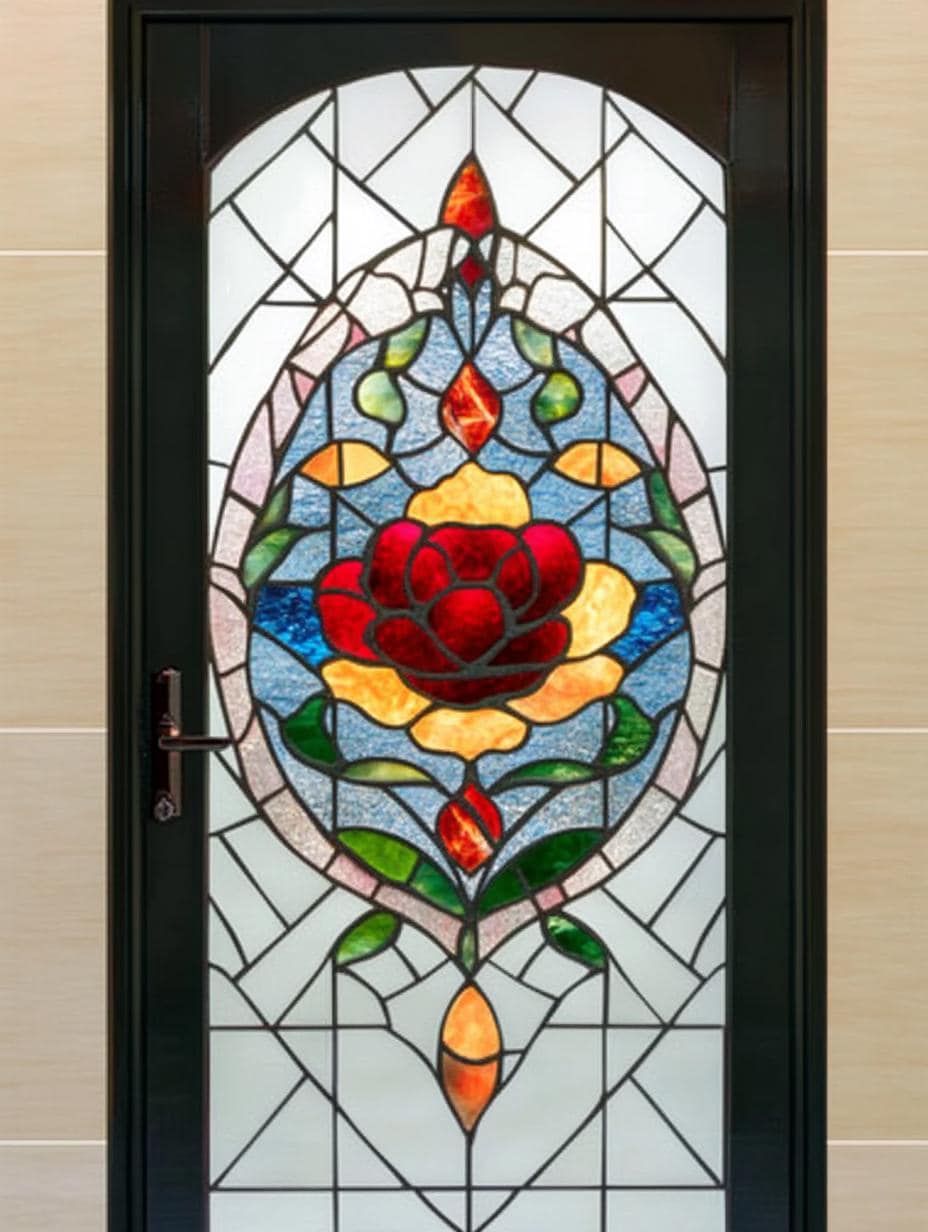 Customized Size Vibrant Rose-inspired Glass Door Decal Removable ...