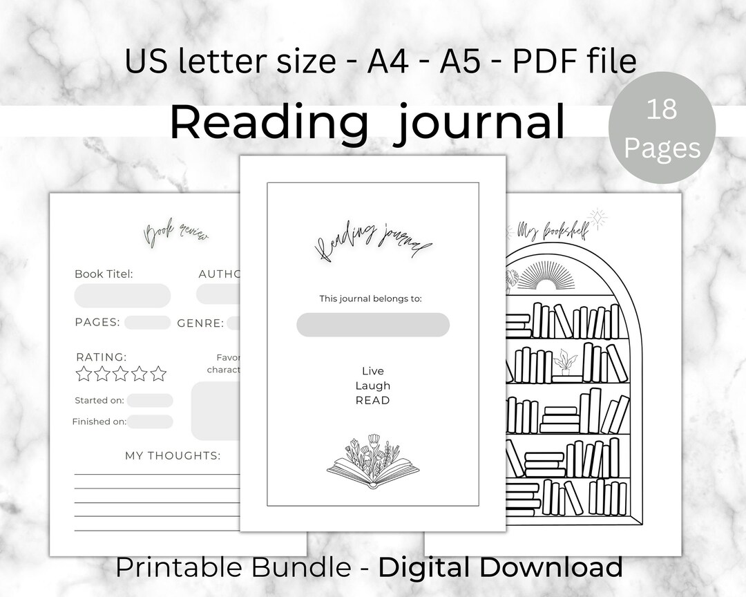 Reading Journal, Printable Book Tracker, Reading Log, Reading Journal ...