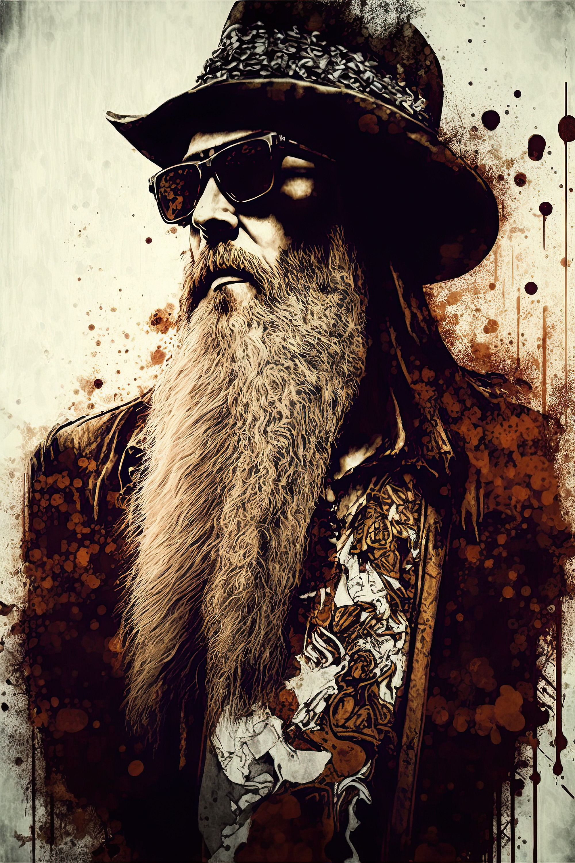 Billy Gibbons Printable Wall Art, Wall Decor, Digital AI Assisted Art ...
