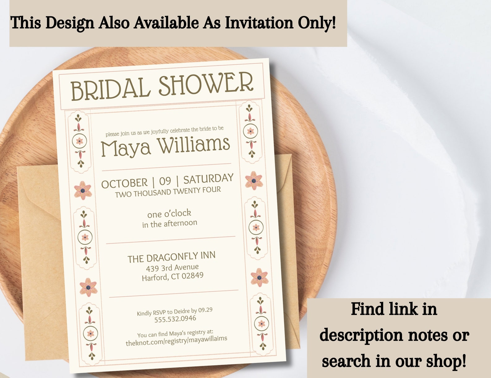 Scandinavian Floral Bridal Shower Invitation SUITE Editable Canva ...