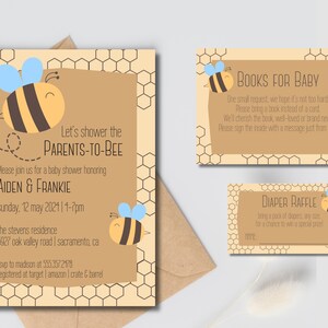 Parents to Bee Baby Shower Invitation SUITE- Editable Canva Download ...