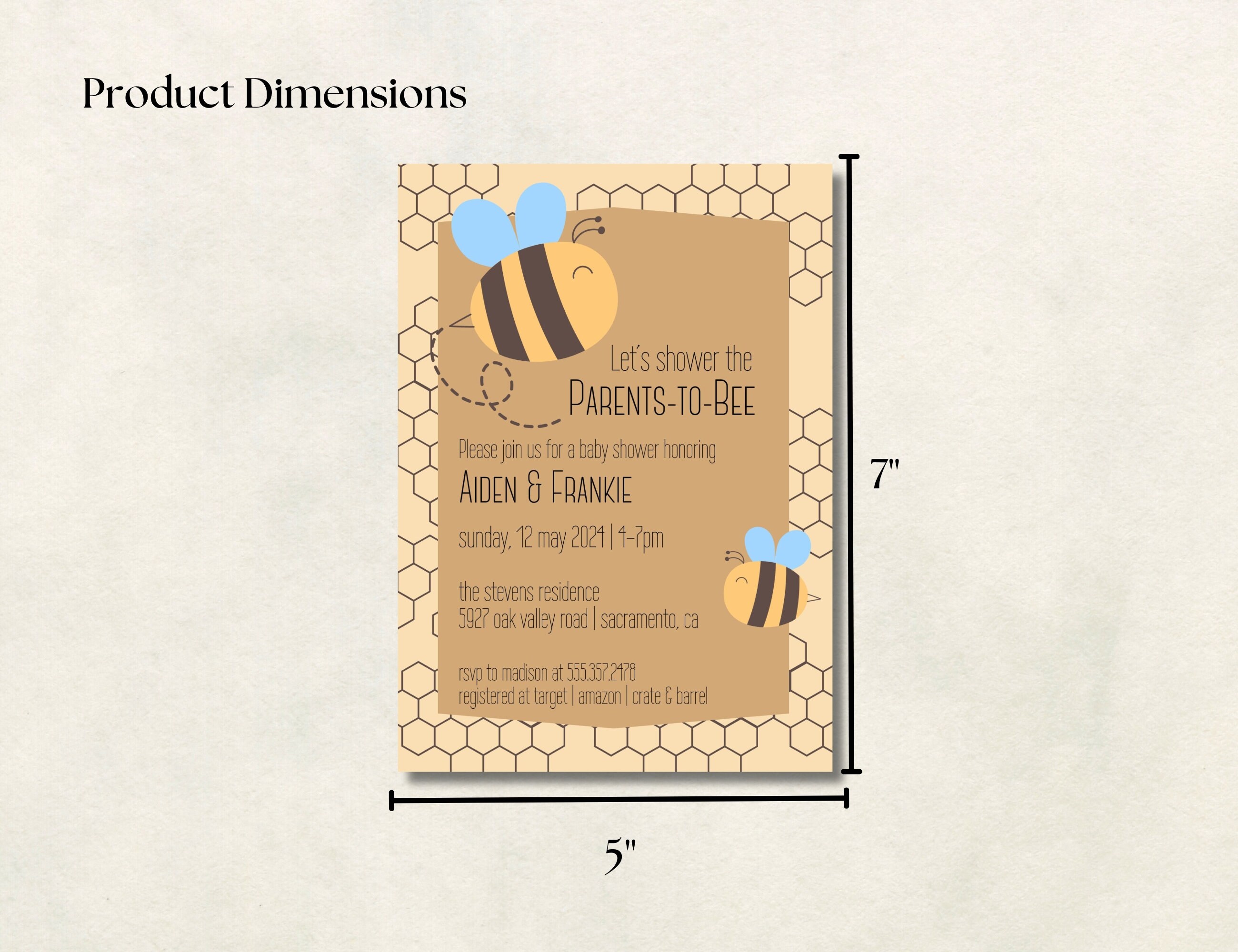 Parents to Bee Baby Shower Invitation – Honeycomb Theme (editable Canva ...