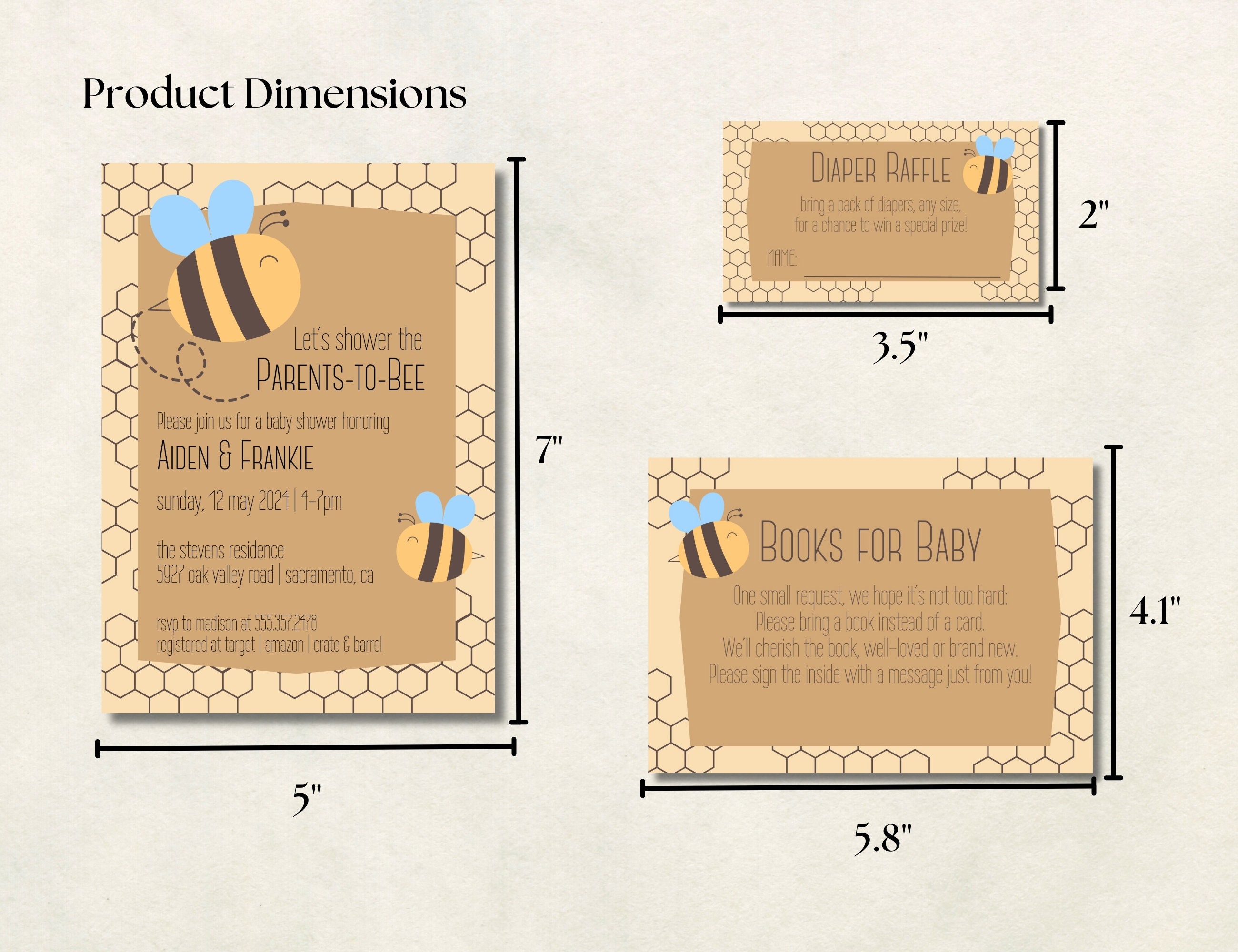 Parents to Bee Baby Shower Invitation SUITE- Editable Canva Download ...