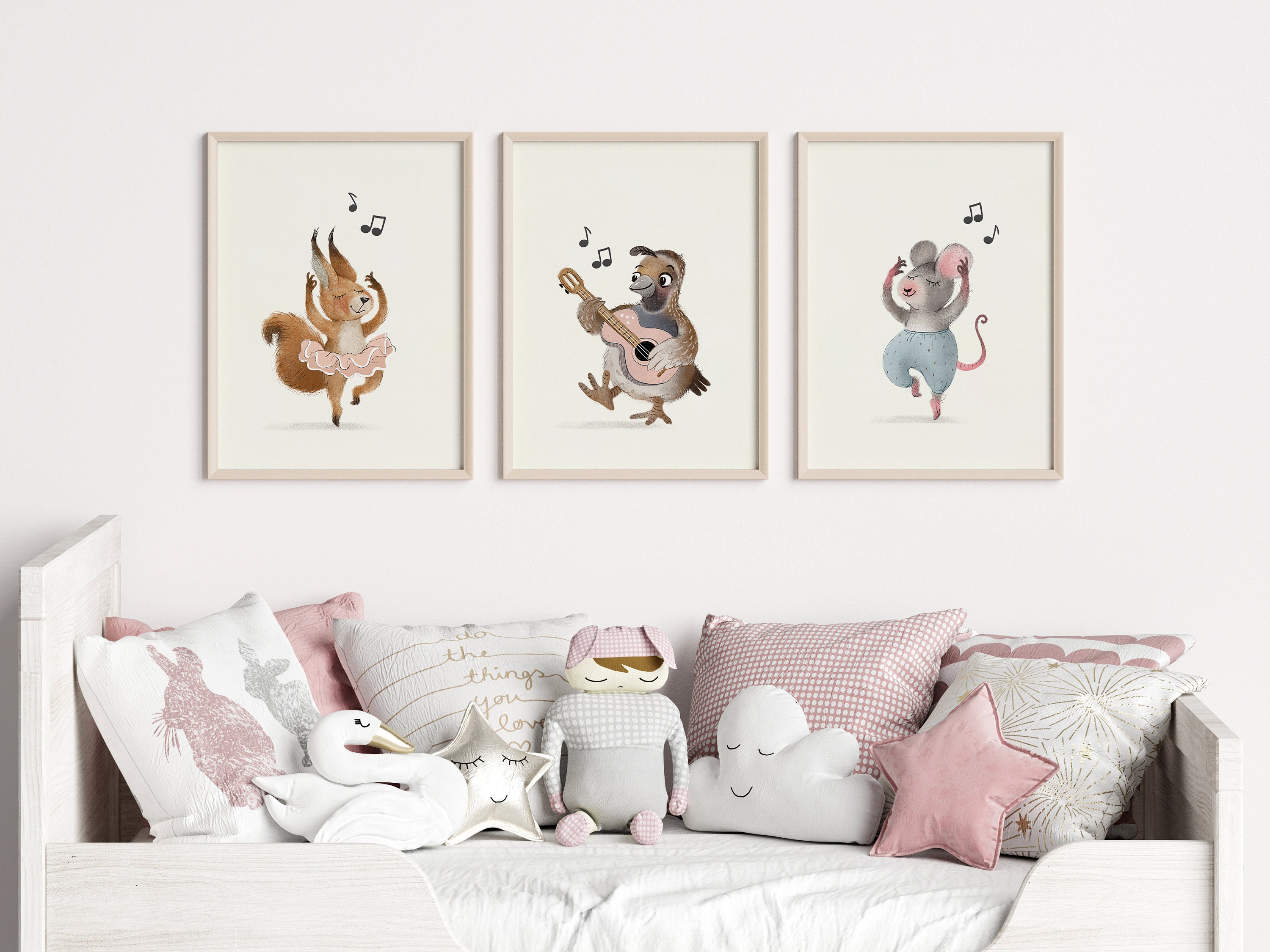 Dancing Minis Quail Kids Room Wall Art PRINTABLE, Baby Nursery Room Art ...