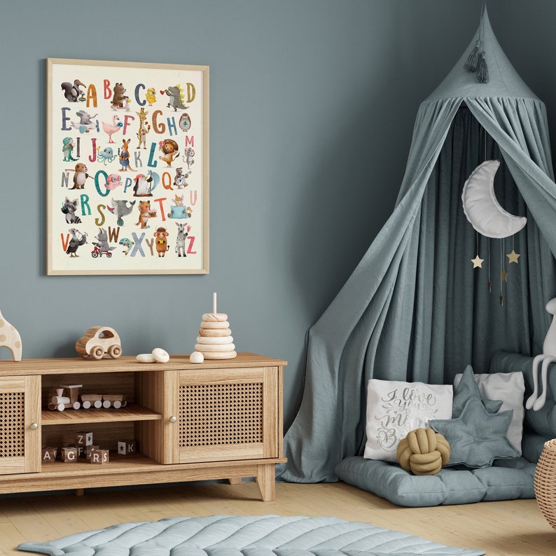 DIGITAL Printable Alphabet Poster With Cute Animals for Kids Room and ...