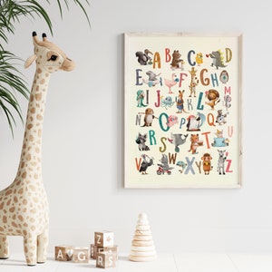DIGITAL Printable Alphabet Poster With Cute Animals for Kids Room and ...
