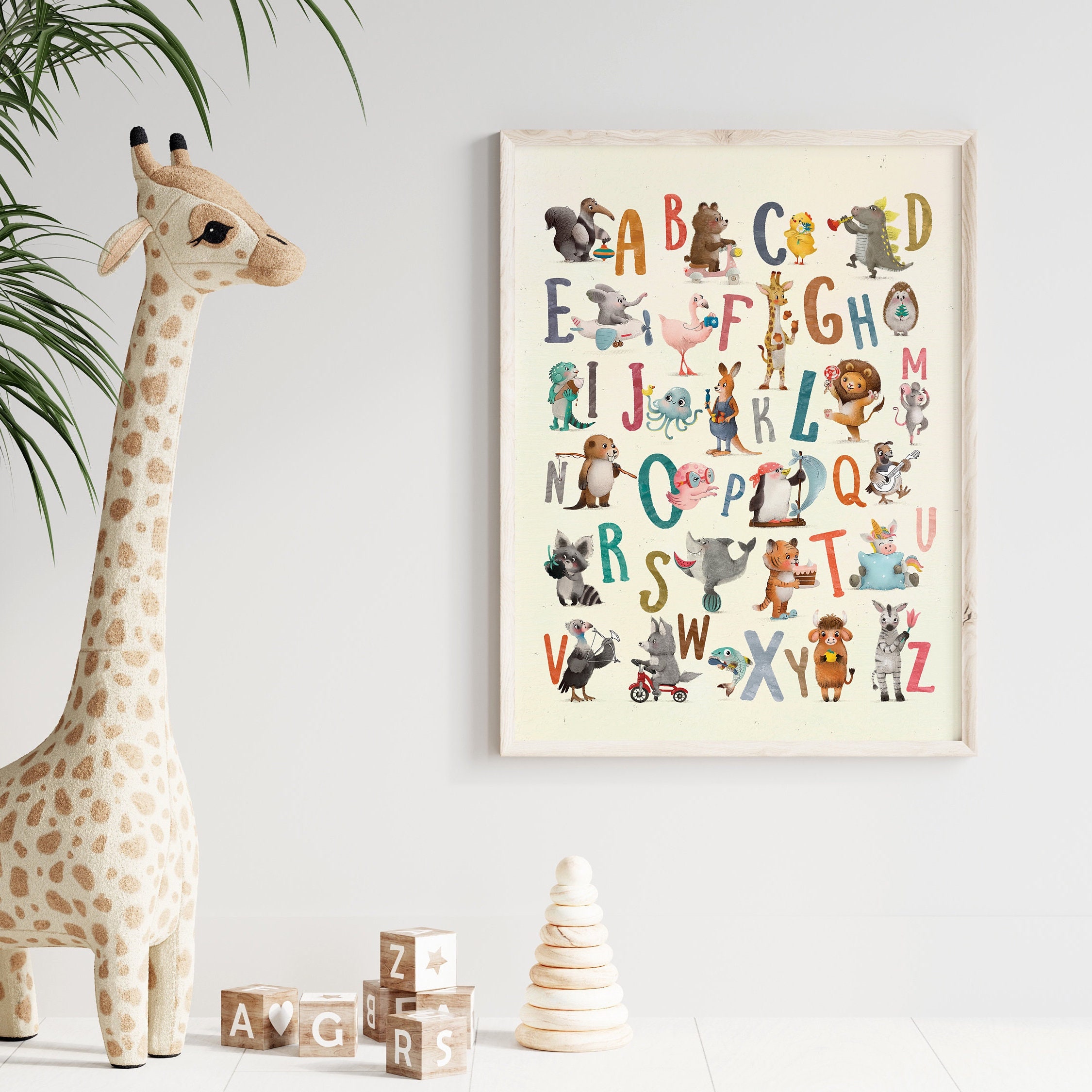DIGITAL Printable Alphabet Poster With Cute Animals for Kids Room and ...