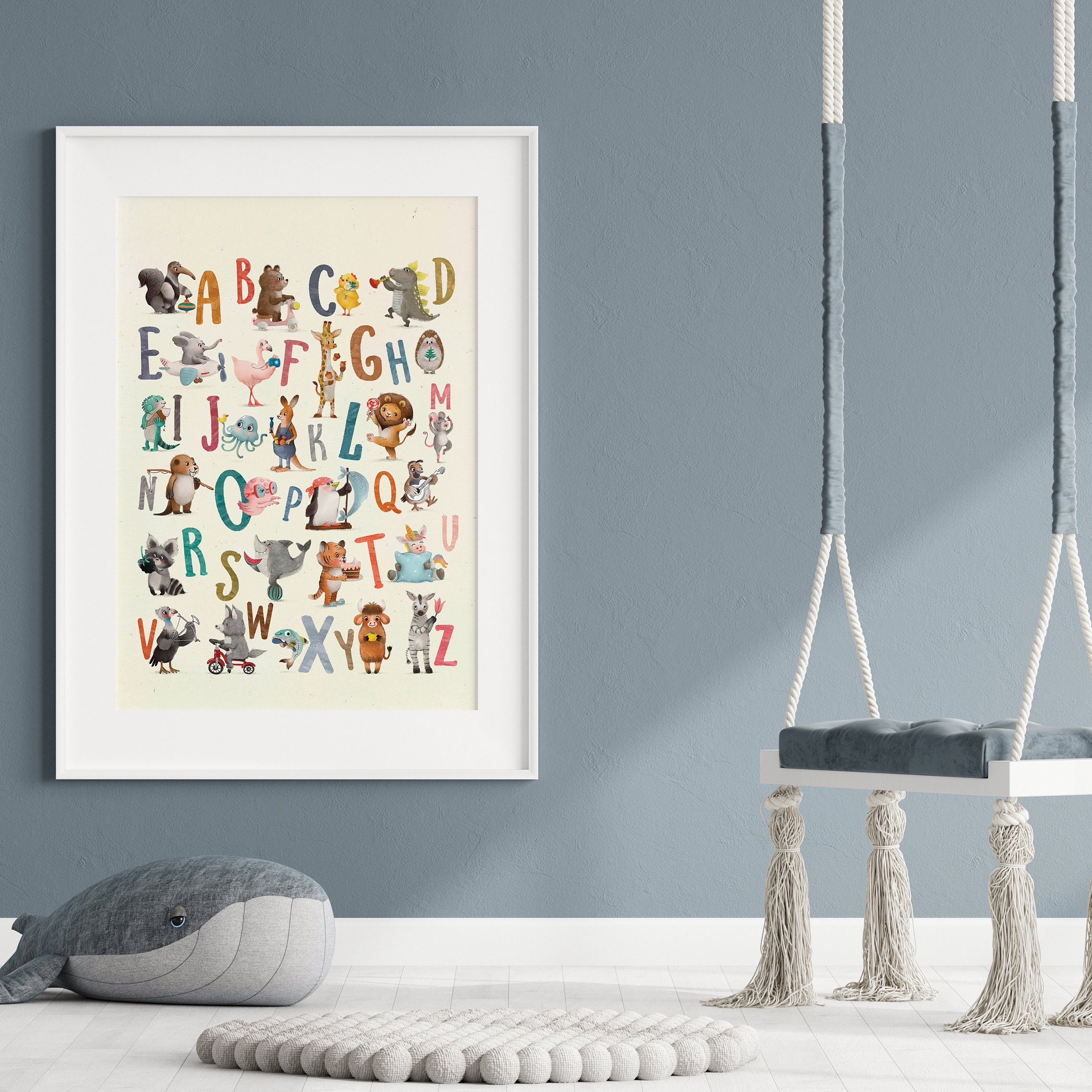 DIGITAL Printable Alphabet Poster With Cute Animals for Kids Room and ...