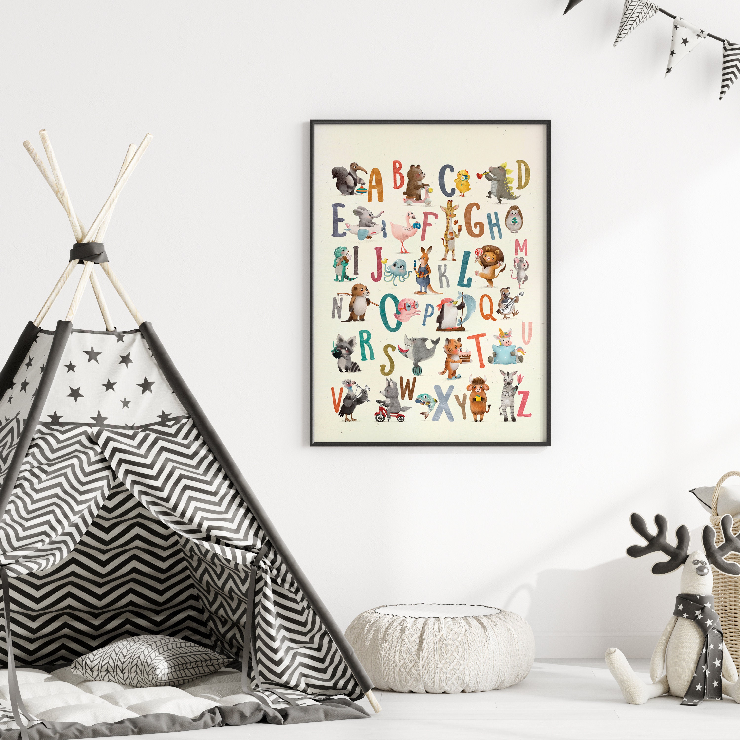 DIGITAL Printable Alphabet Poster With Cute Animals for Kids Room and ...