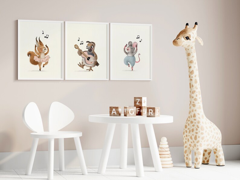 Dancing Minis Quail Kids Room Wall Art PRINTABLE, Baby Nursery Room Art ...