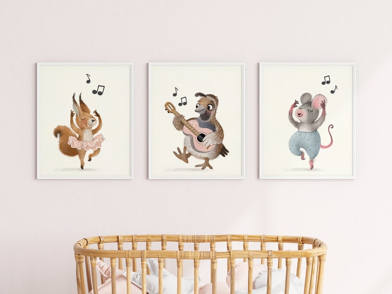 Dancing Minis Quail Kids Room Wall Art PRINTABLE, Baby Nursery Room Art ...
