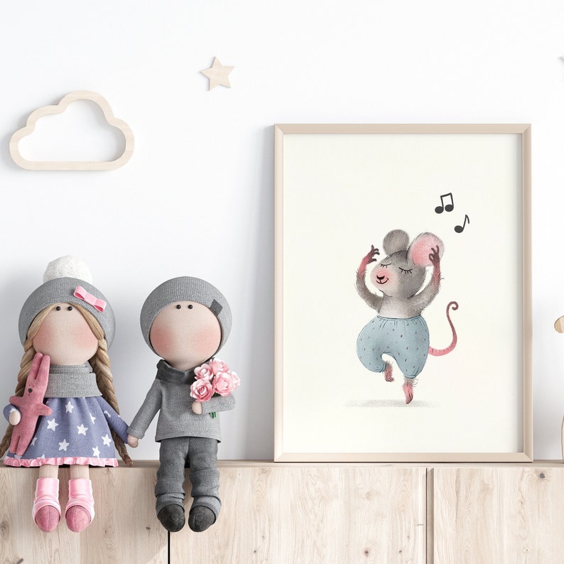 Dancing Minis Quail Kids Room Wall Art PRINTABLE, Baby Nursery Room Art ...