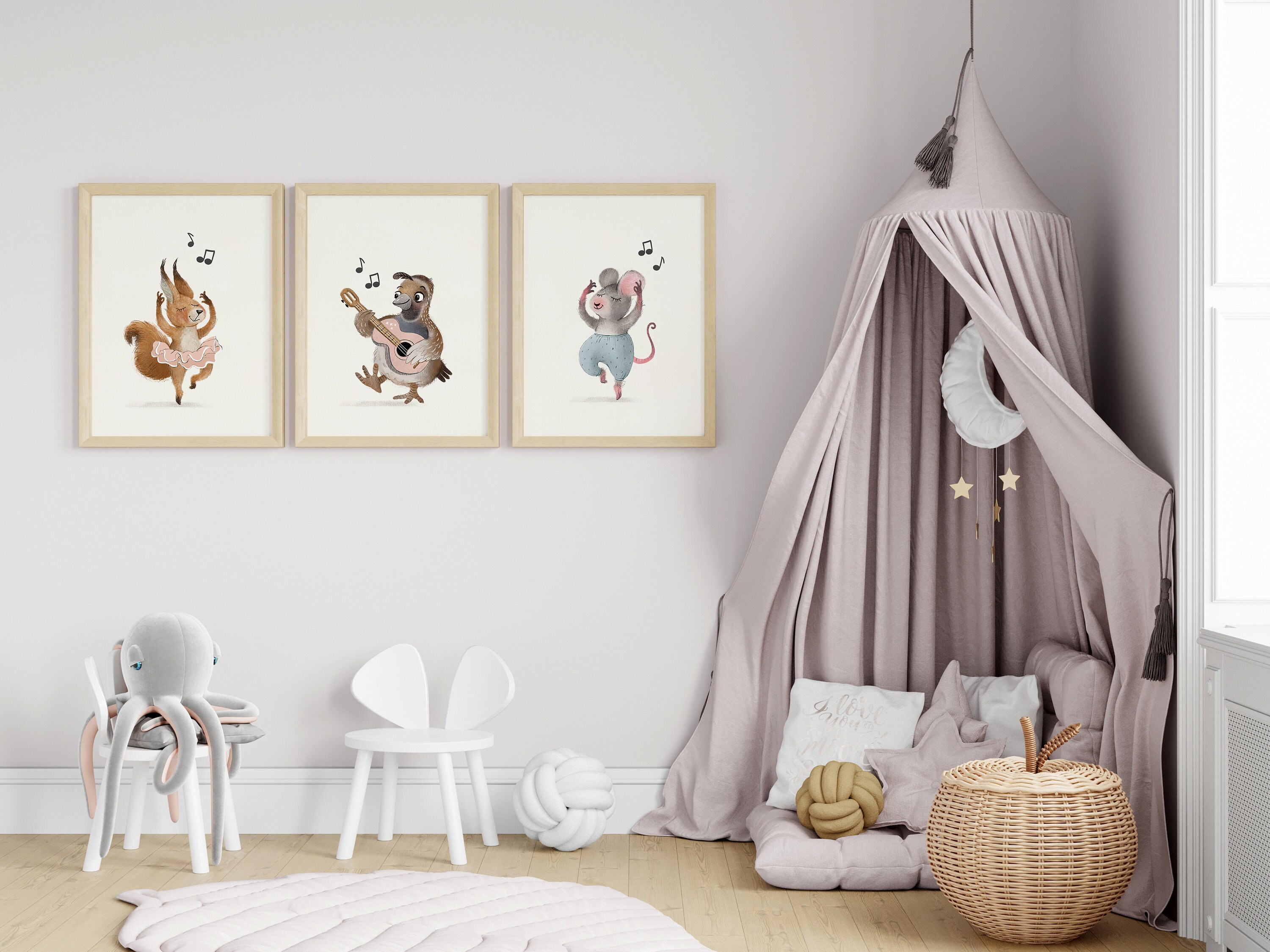 Dancing Minis Quail Kids Room Wall Art PRINTABLE, Baby Nursery Room Art ...