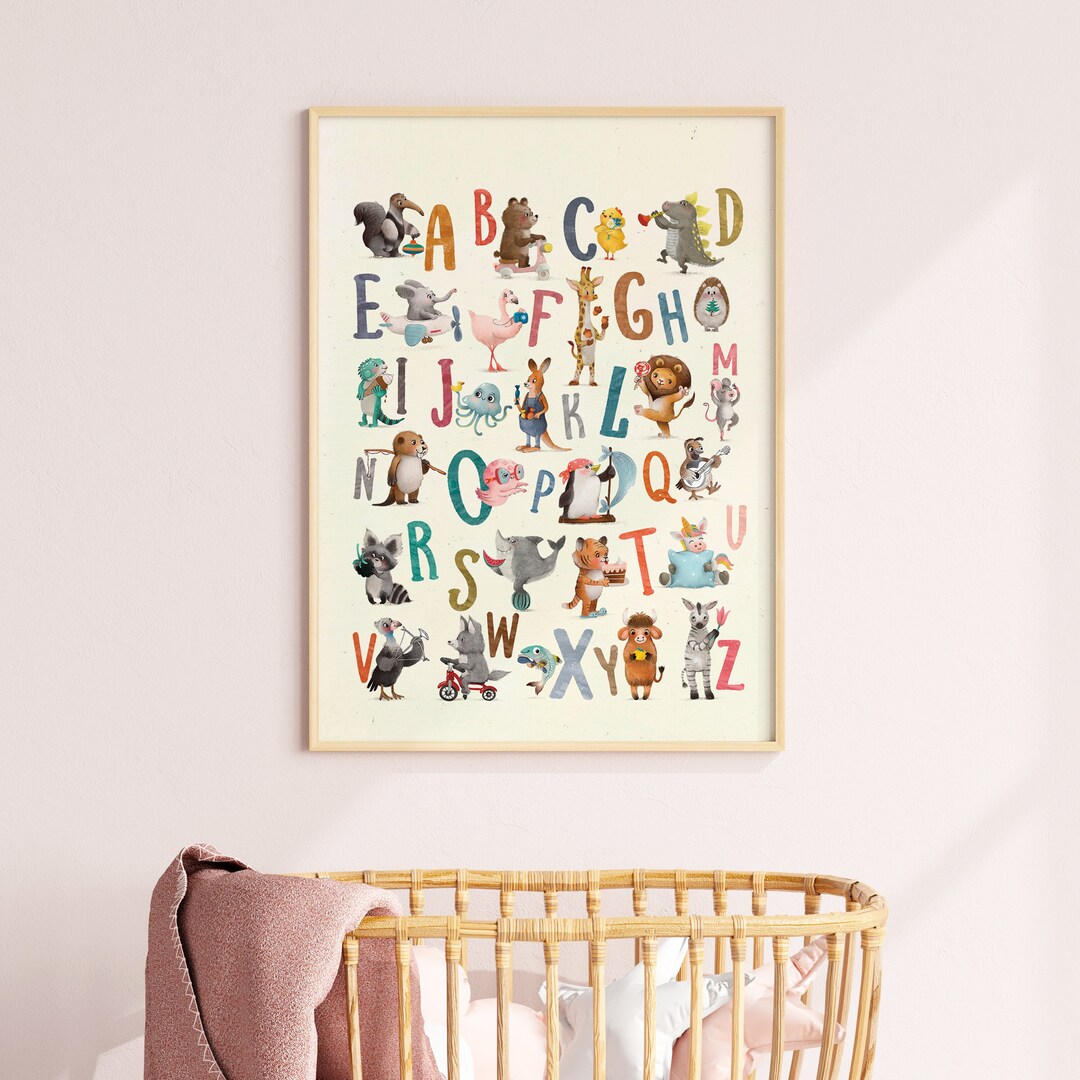DIGITAL Printable Alphabet Poster With Cute Animals for Kids Room and ...