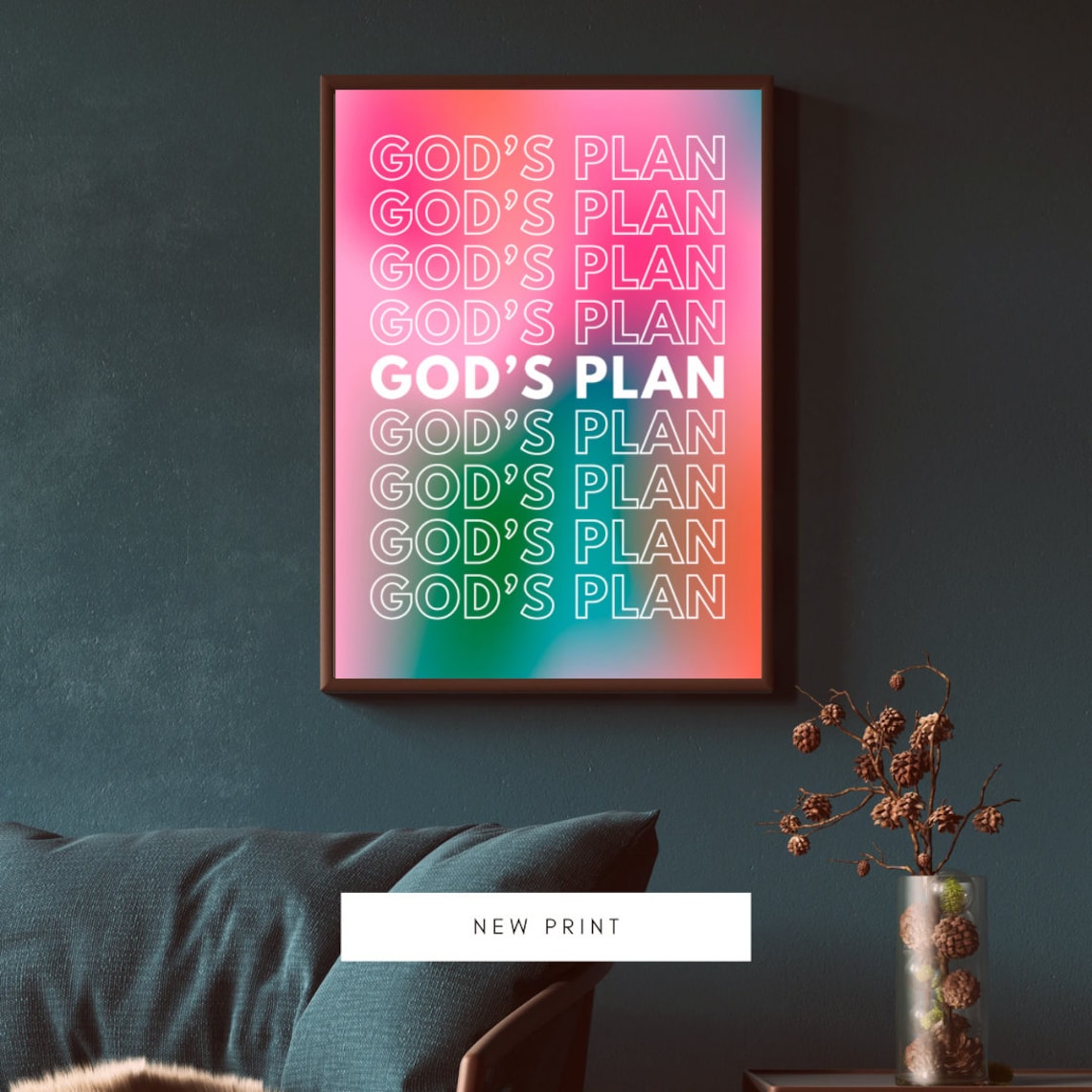 GODS PLAN Wall Art Poster colorful Multi color - Etsy