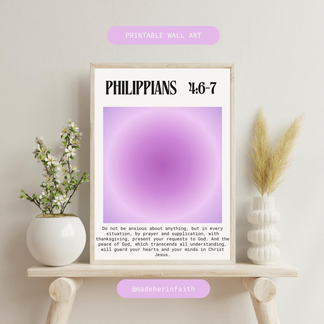 Philippians 4:6-7 Bible Verse Affirmation Aura Poster - Etsy