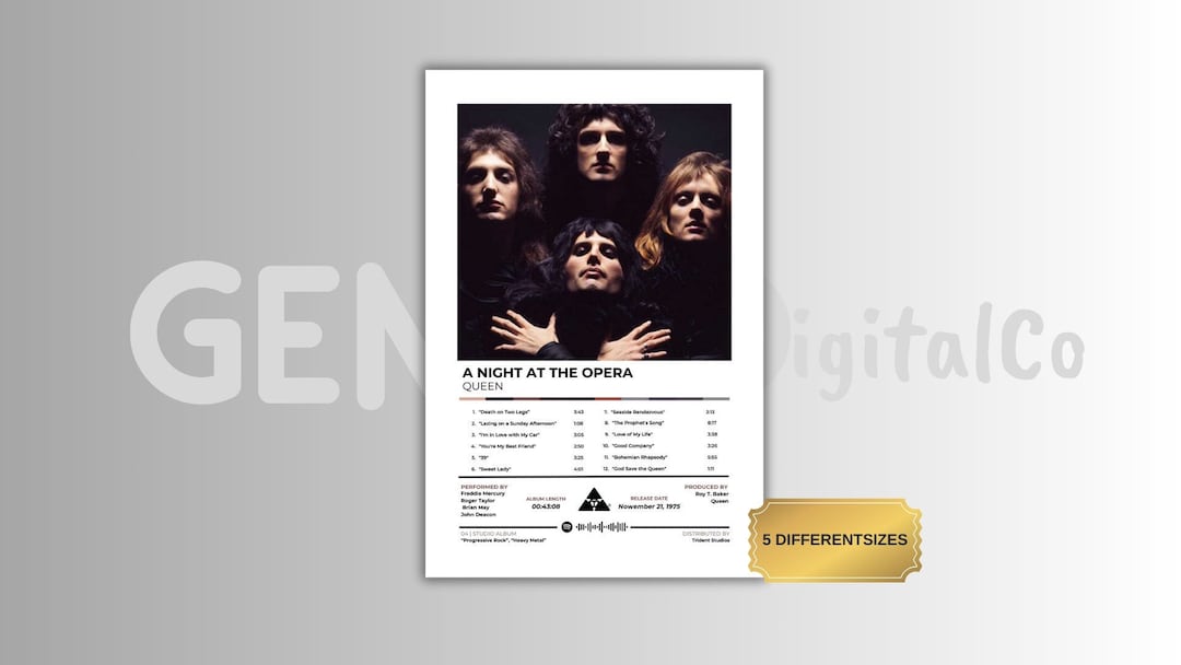 Queen Band Art, Vintage Freddie Mercury Poster, Classic Rock Album ...
