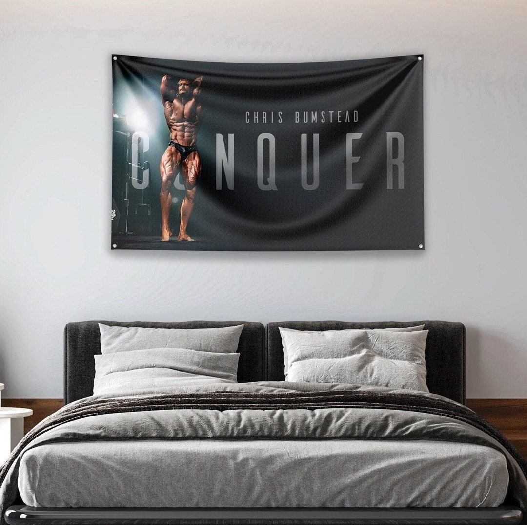 CBUM Conquer Chris Bumstead Flag / Gym Tapestry 5x3ft / Birthday Decor ...