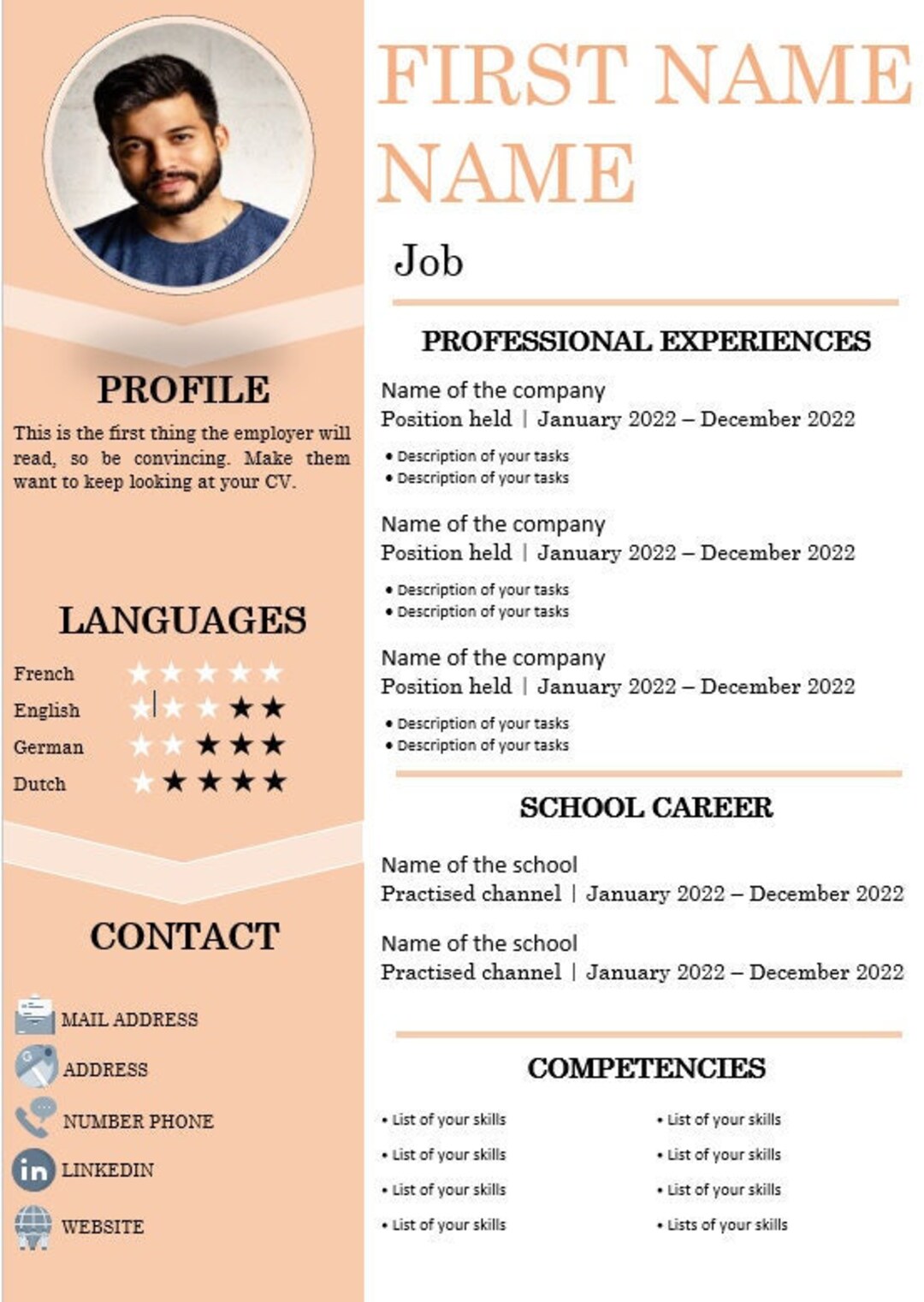 Editable Cv Word Cv Template Modern Cv Template Multiple Etsy 5538