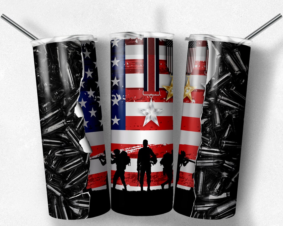 USA Army Tumbler Wrap USA Flag 20oz Straight Tumbler Wrap Skull Tumbler ...
