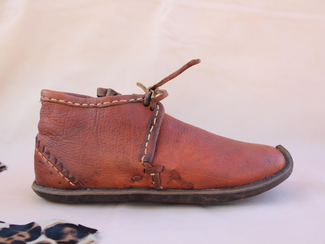 Natural Brick Color Medieval Leather Ankle Boots - Handmade Leather ...