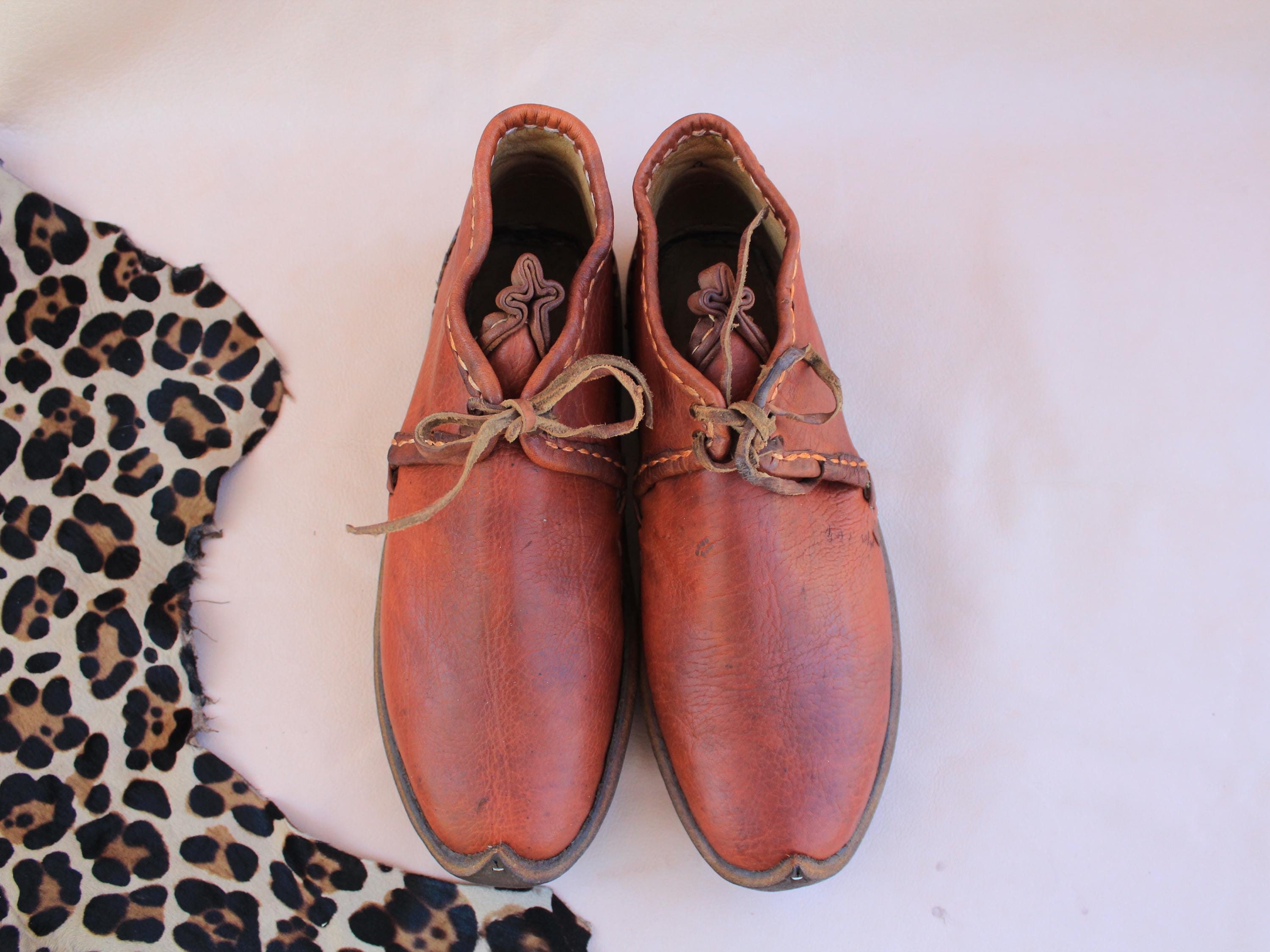 Natural Brick Color Medieval Leather Ankle Boots - Handmade Leather ...