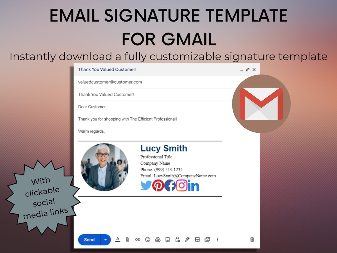 Gmail Email Signature Template. A Customizable Modern Email Signature ...