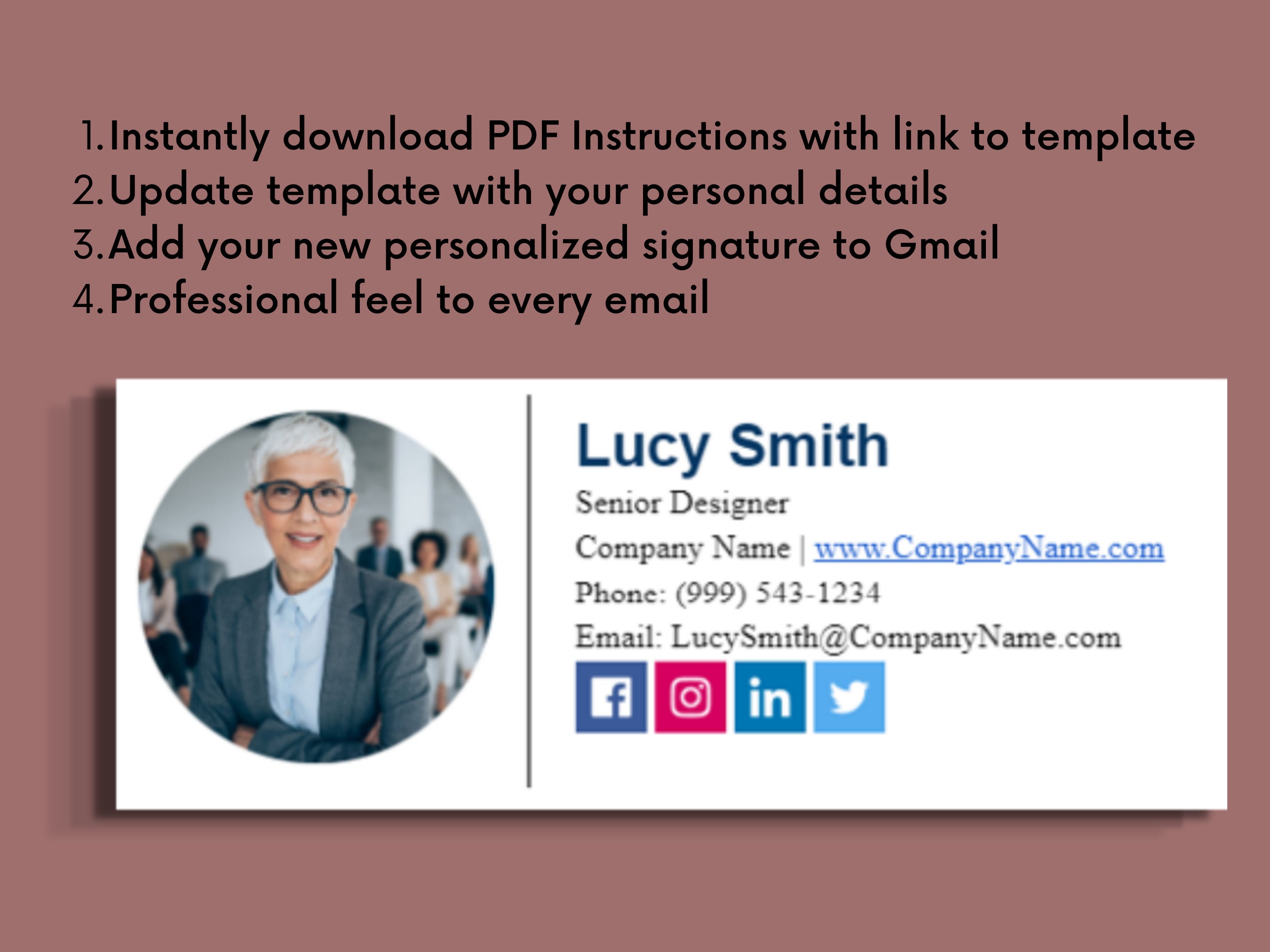 Gmail Email Signature Template. A Customizable Modern Email Signature ...