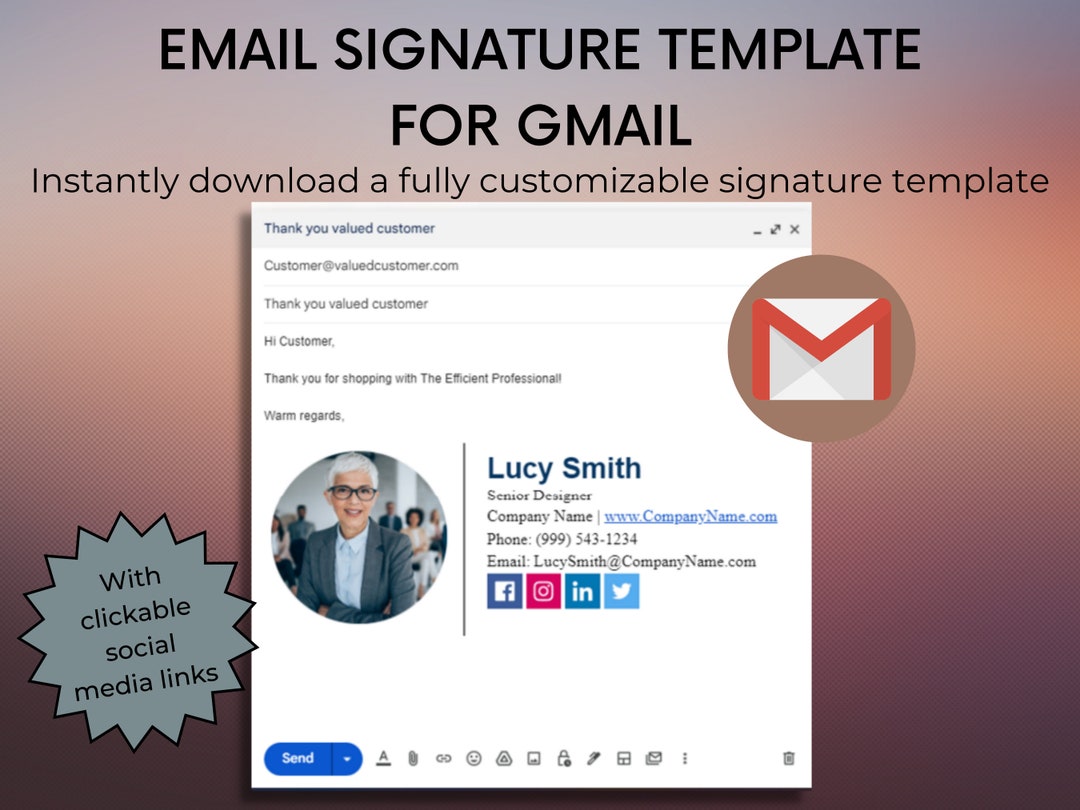 Gmail Email Signature Template. A Customizable Modern Email Signature ...