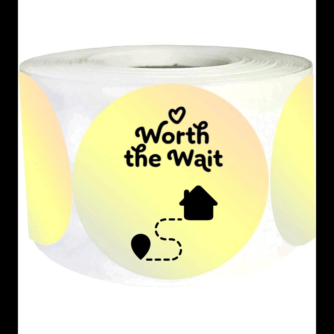 2 Inch Worth the Wait Sticker Rolls / Cute Shipping Stickers / Mailing ...