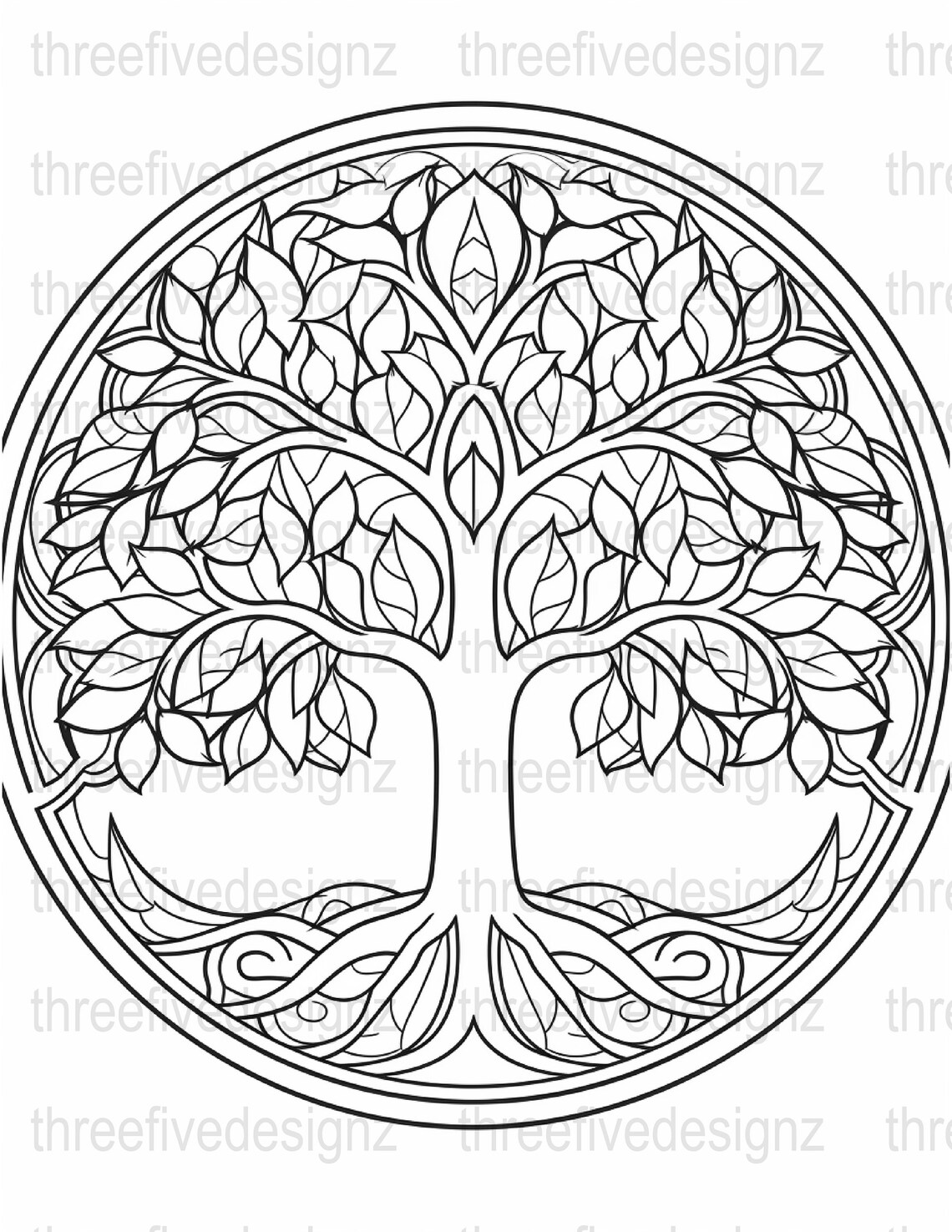 Intricate Tree of Life Adult Coloring Page, Printable Zen Art, Relaxing ...