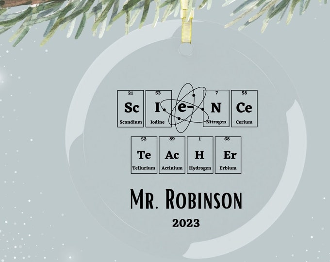 Unique Novelty Science Teacher Glass Christmas Ornament Personalized ...