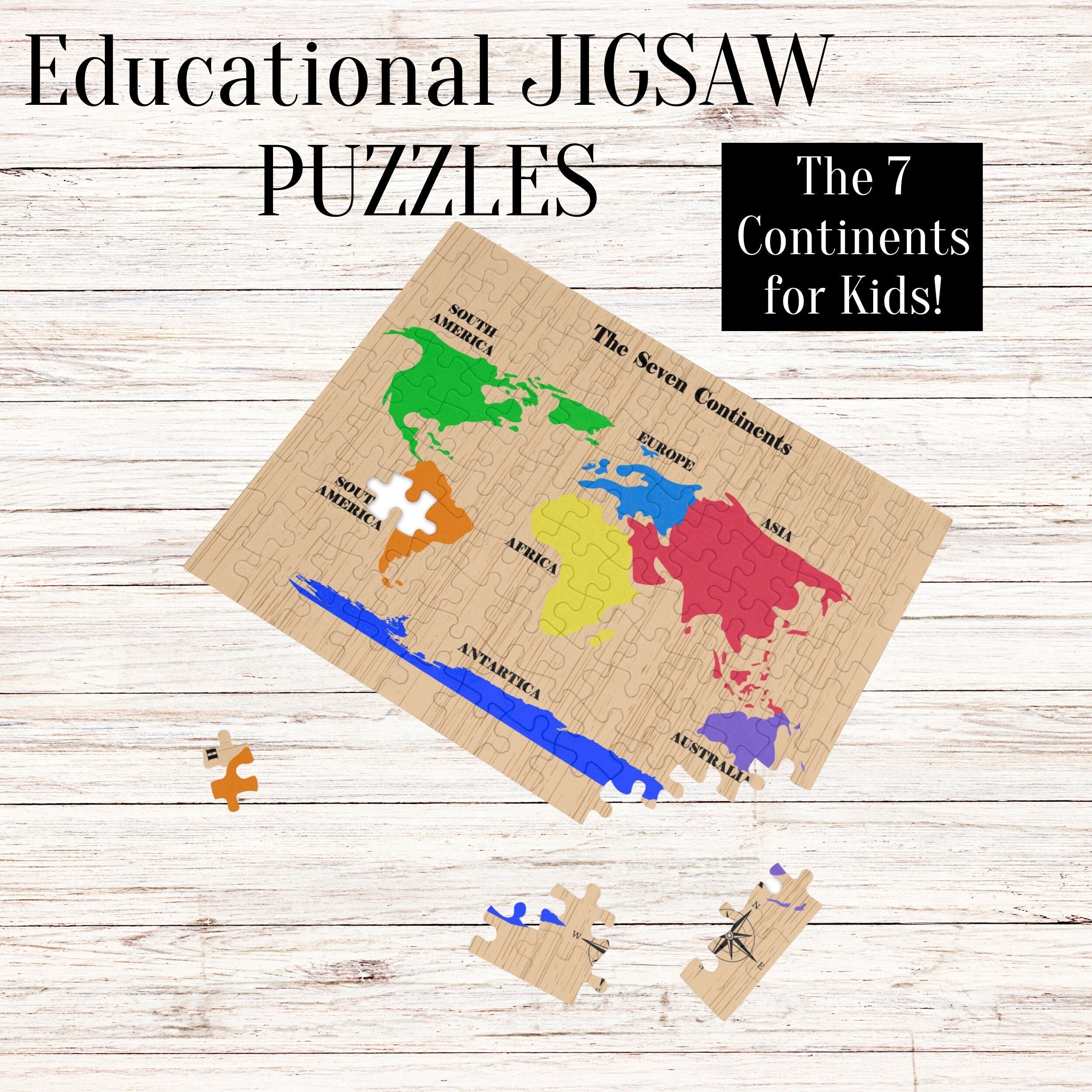 7 Continents Map Montessori Jigsaw Puzzle for Kids Learning - Etsy