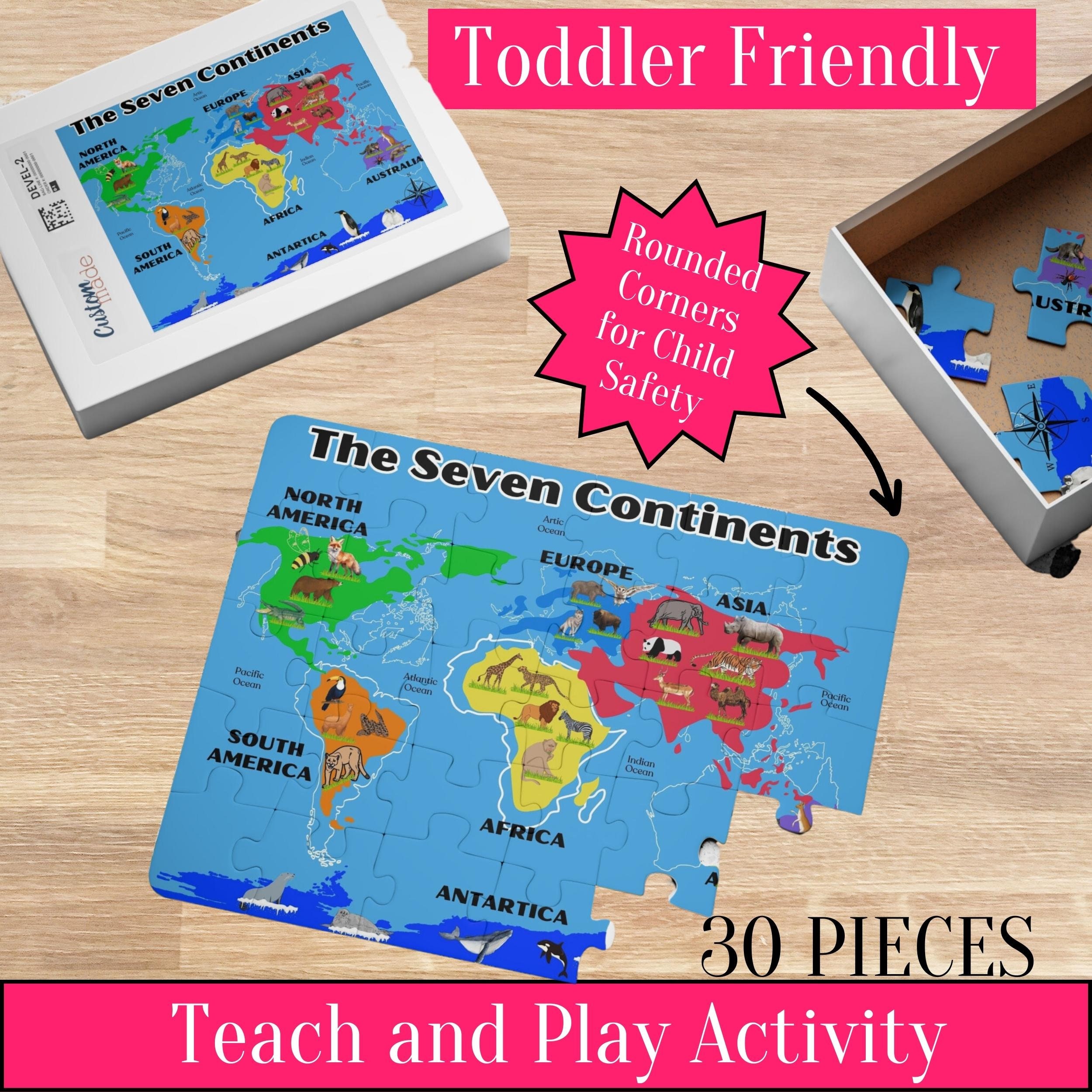 7 Continents USA Map Jigsaw Puzzle Gift Set for Kids Learning - Etsy