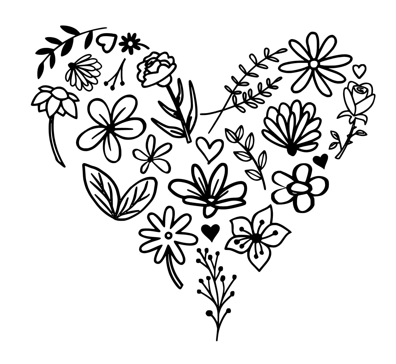 Flower Heart SVG, Floral Heart SVG, Flower Svg, Floral Svg, Heart Svg ...