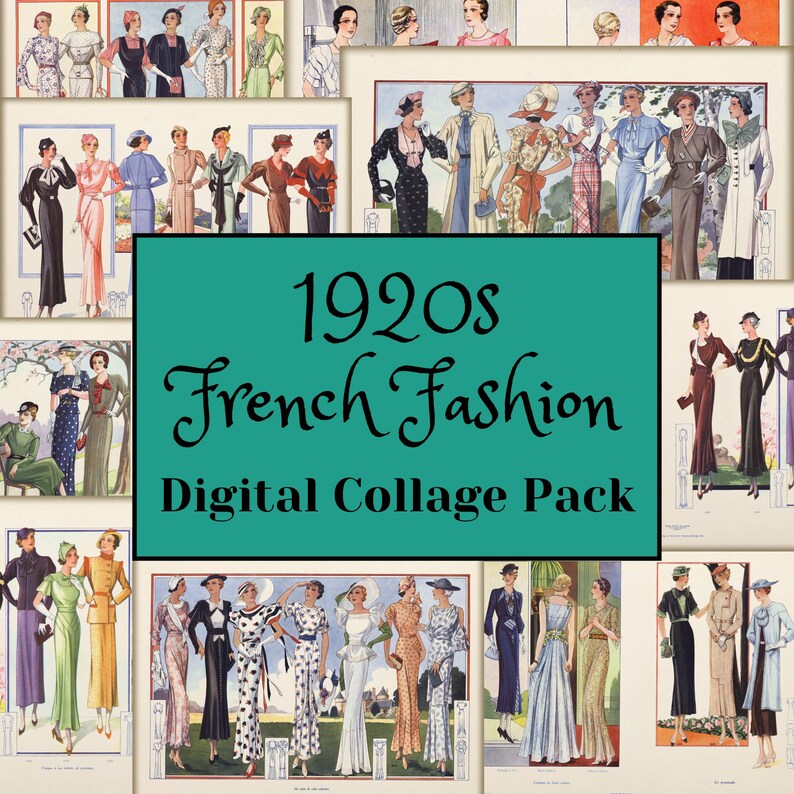 1920s French Fashion Digital Collage Pack JPG Scrapbooking Crafting ...