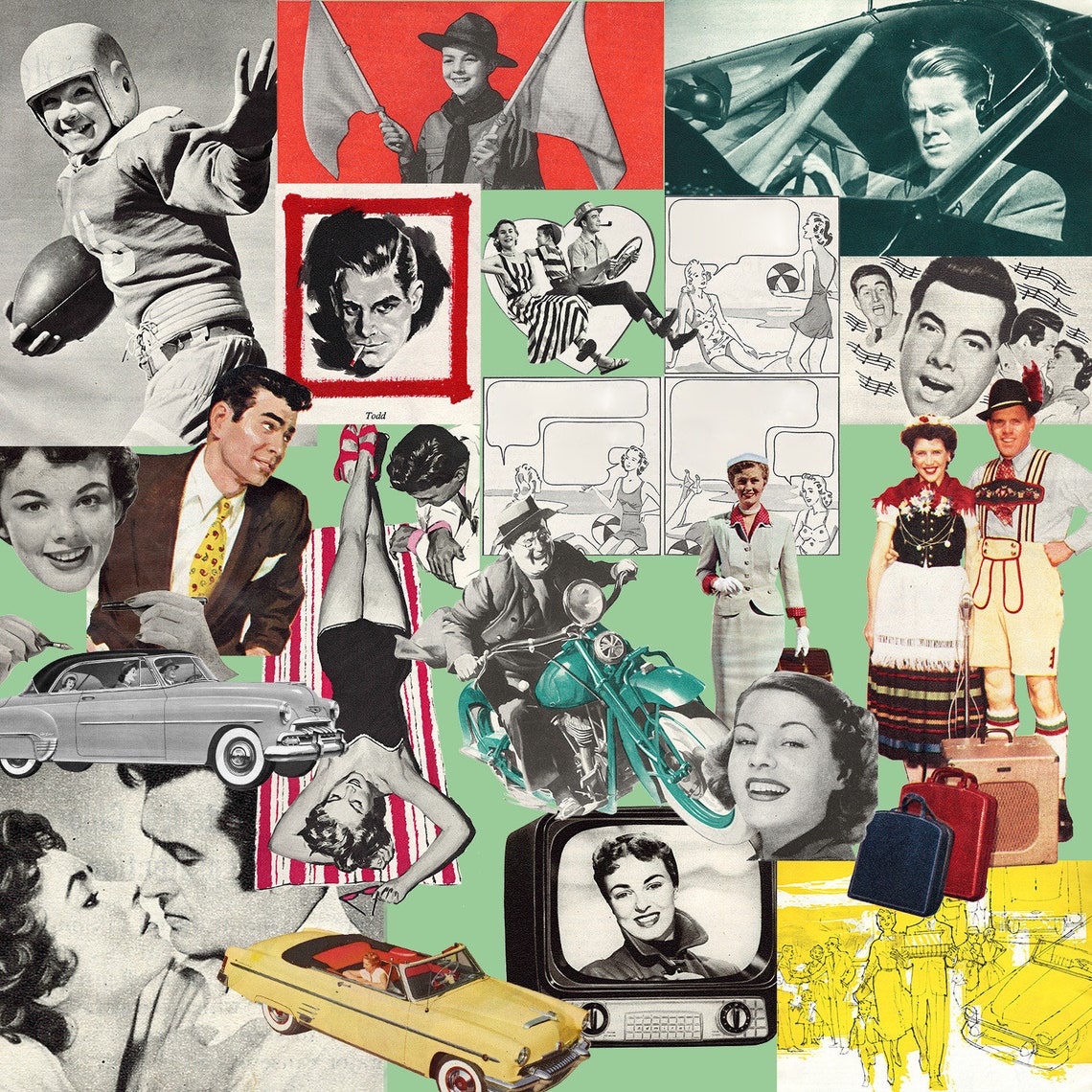 Retro Digital Collage Magazine Pack 1 PNG Scrapbooking 1960s 1970s - Etsy