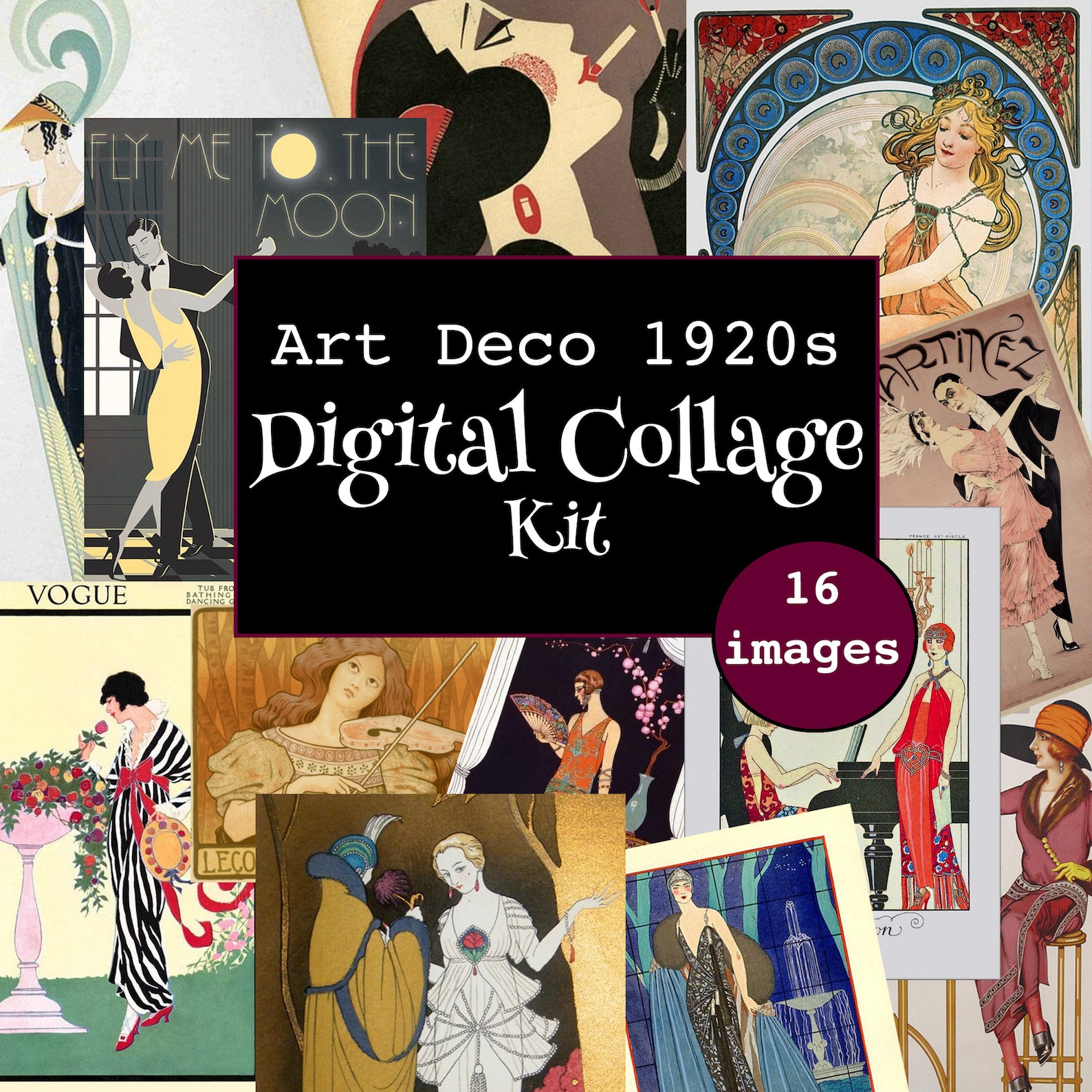 1920s Art Deco Digital Collage Pack Scrapbooking Journals Roaring 20s ...