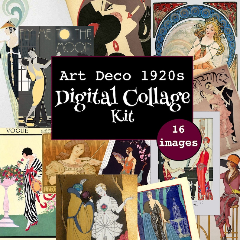 1920s Art Deco Digital Collage Pack Scrapbooking Journals Roaring 20s ...