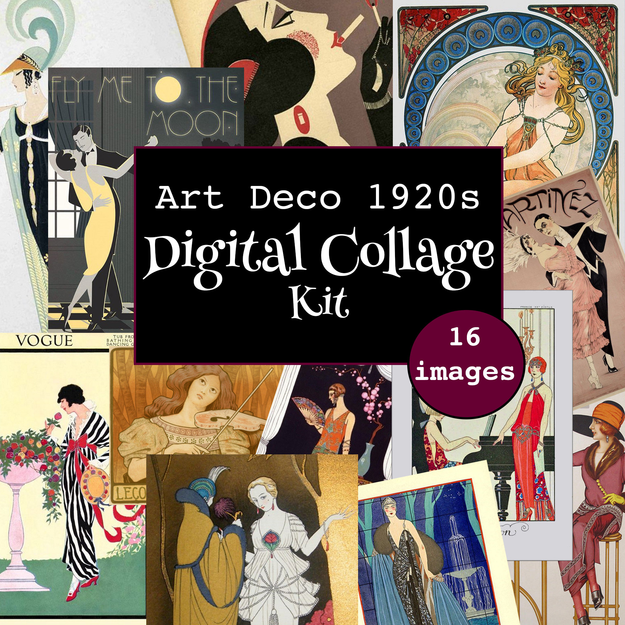 1920s Art Deco Digital Collage Pack Scrapbooking Journals Roaring 20s ...