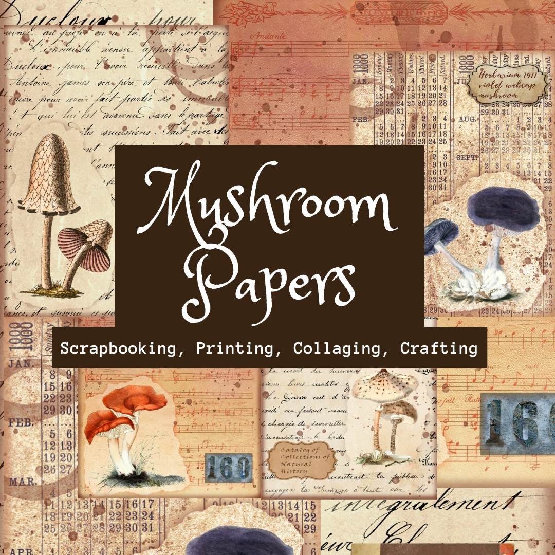 Mushroom Scrapbooking Papers - Collage Crafting Ephemera - Etsy