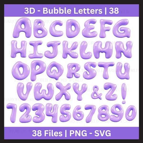 Custom Bubble Letters Svg - Etsy