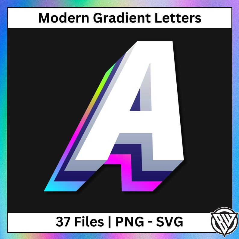 Rainbow 3D Block Alphabet: SVG & PNG Files (digital Download - Etsy