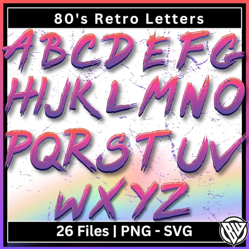 Retro Alphabet Letters PNG | Vintage Font Download | 80s 90s Theme ...
