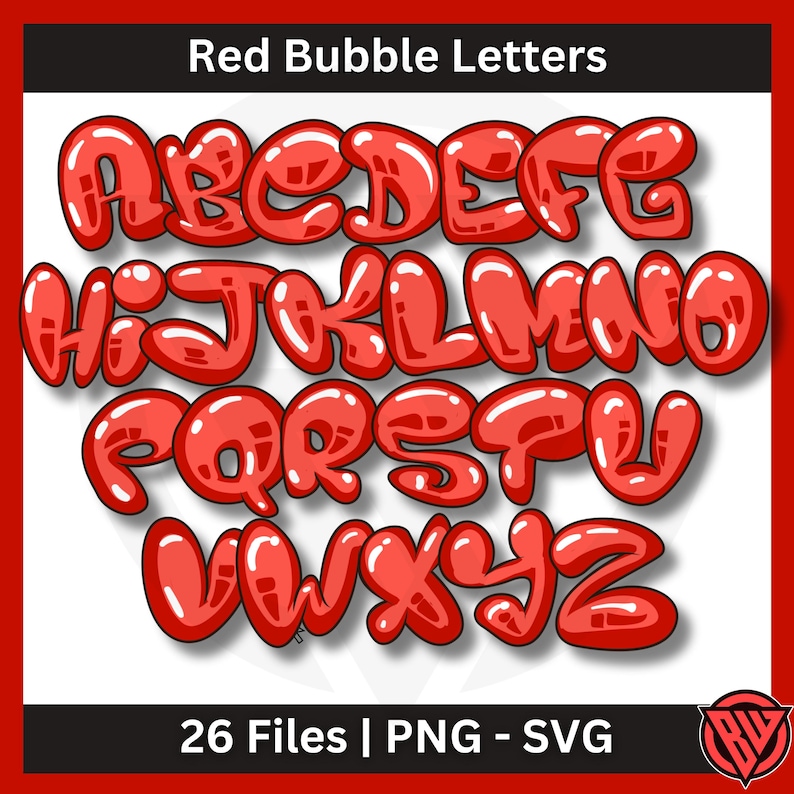Red Bubble Graffiti Alphabet: SVG, PNG Files (digital Print) - Etsy