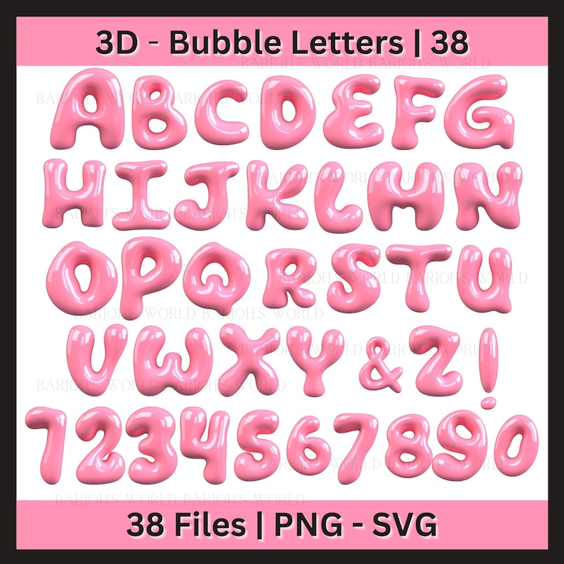Pink 3d Svg Bubblegum Letters Pop Letters Svg Svg Alphabet Barbie Pink ...