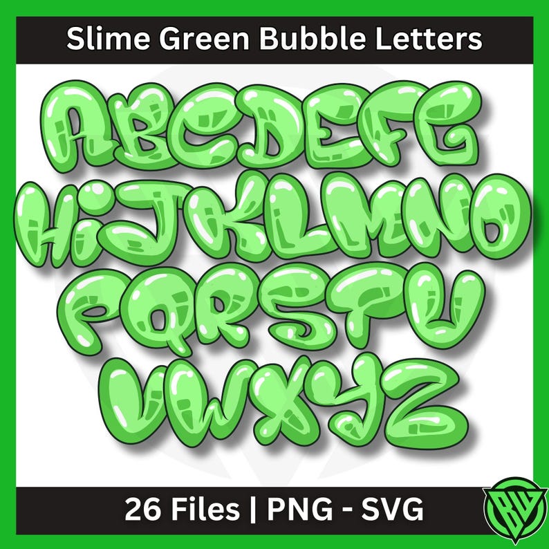 Slime Green Bubble Alphabet: Graffiti Font, PNG & SVG Files (digital ...