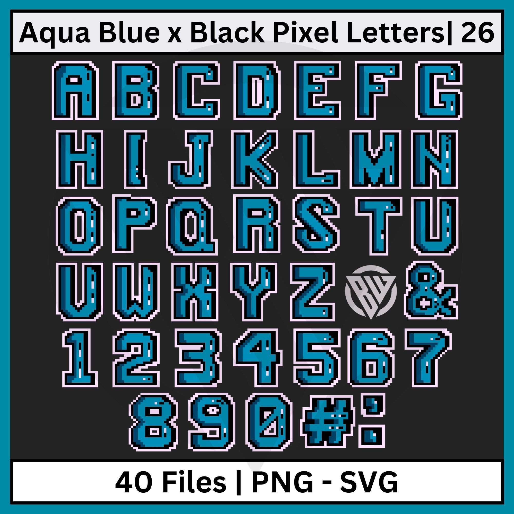 Aqua Blue Pixel Letters A-Z: Retro Arcade Font (SVG, PNG) - Etsy