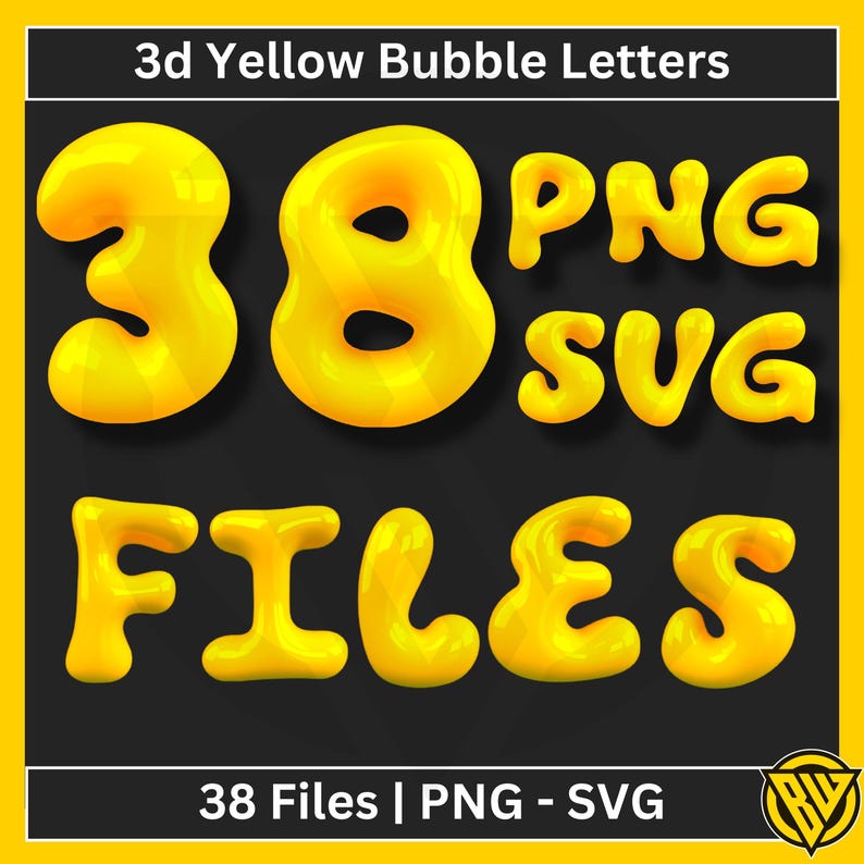 3D Yellow Bubble Alphabet Letters,digital Instant Download Graphics in ...